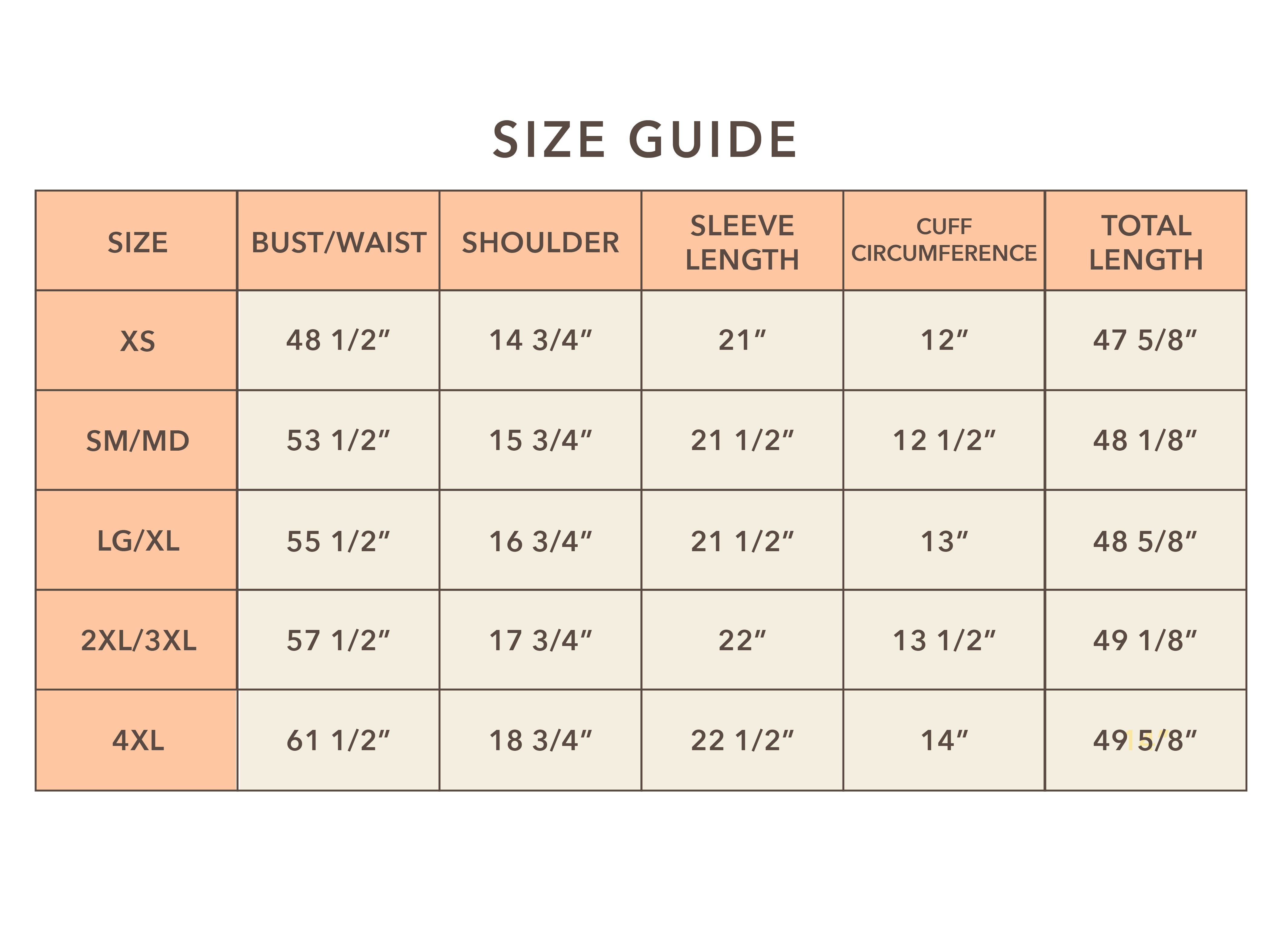 size chart | Abi Ayres